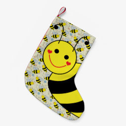 Cute Bumble Bee with Pattern Small Christmas Stocking | Zazzle