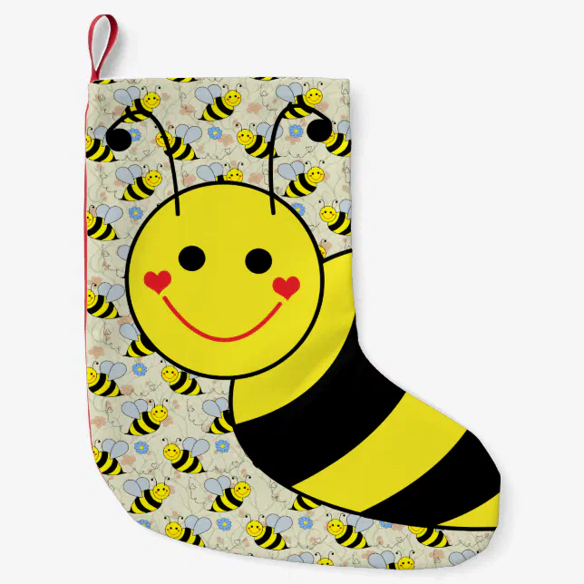 Cute Bumble Bee with Pattern Small Christmas Stocking | Zazzle