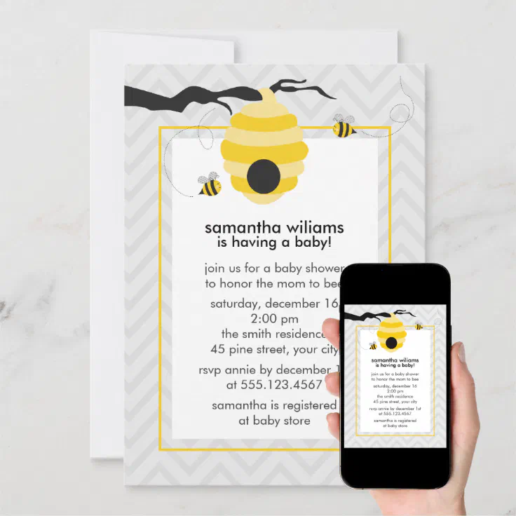 Cute Bumble Bees Baby Shower Invitation | Zazzle
