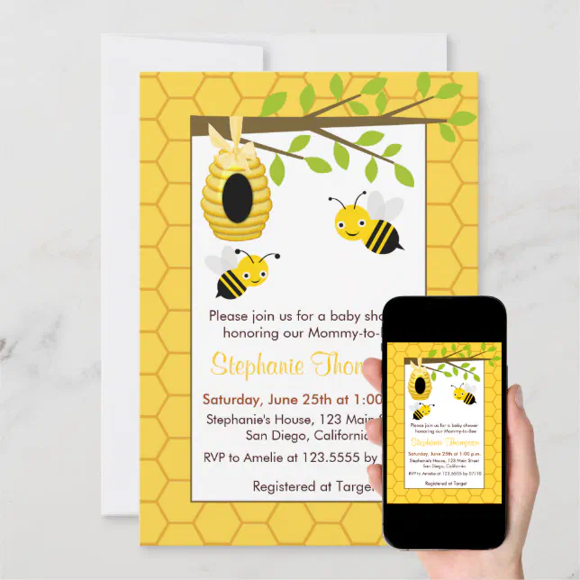 Cute Bumble Bees Baby Shower Invitations | Zazzle