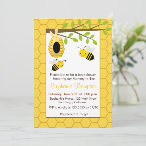 Cute Bumble Bees Baby Shower Invitations | Zazzle