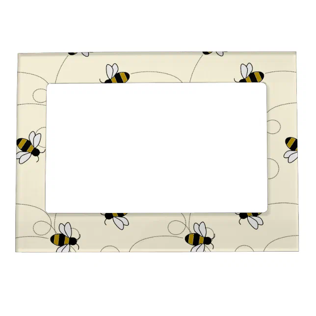 Cute Bumblebee Cartoon Cartoon Killer Bee Pattern Magnetic Frame | Zazzle