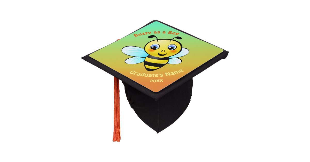 Cute Bumblebee Cartoon Graduation Cap Topper | Zazzle