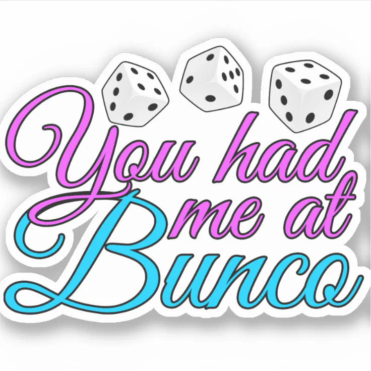 Cute Bunco Game Night Pink Blue Dice Sticker | Zazzle