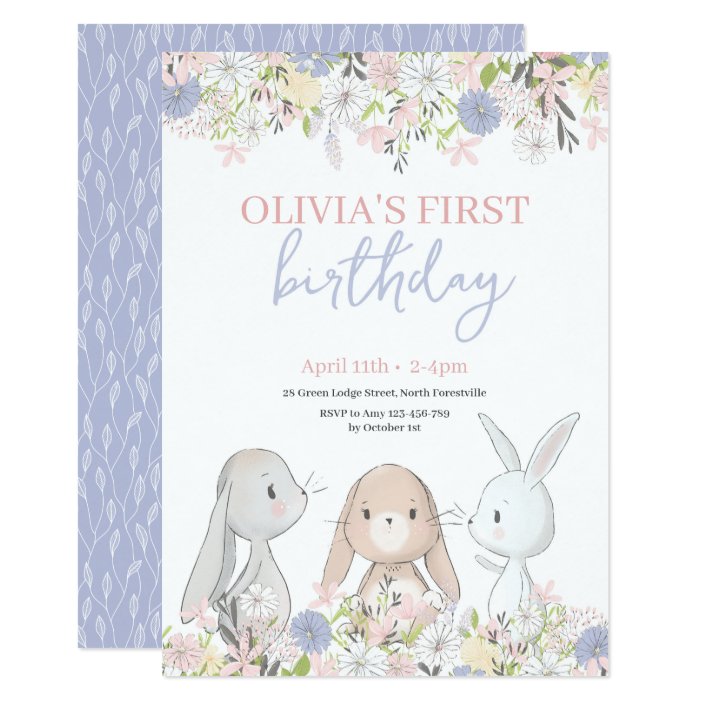 Cute Bunnies Birthday Invitation | Zazzle.com