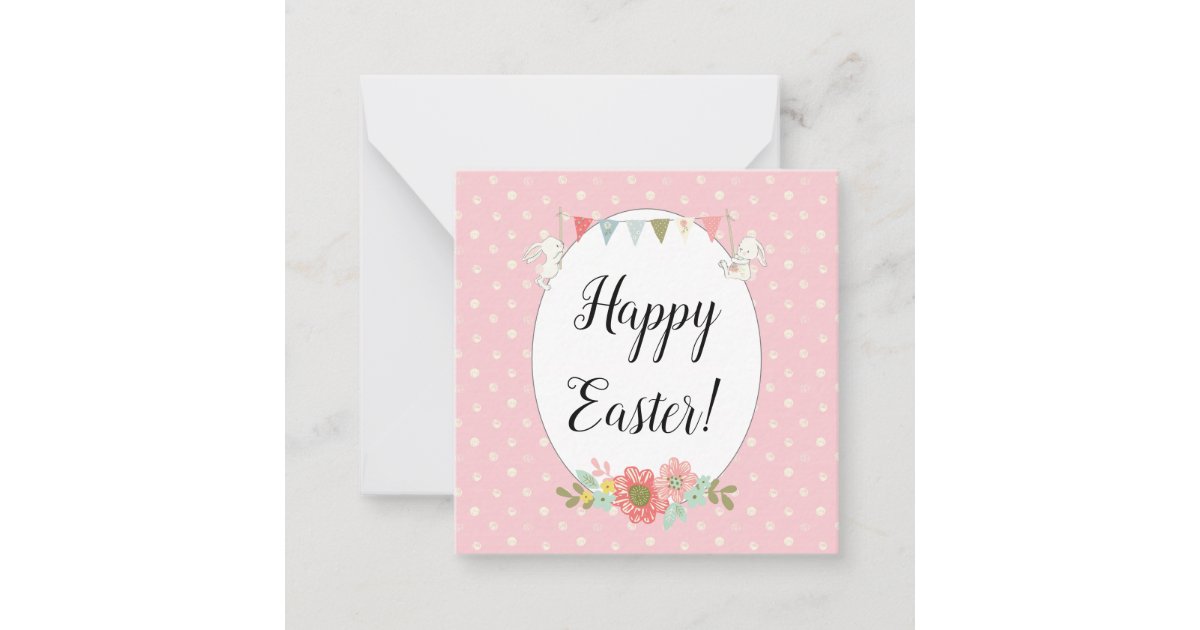 Cute Bunnies Happy Easter Note Card | Zazzle