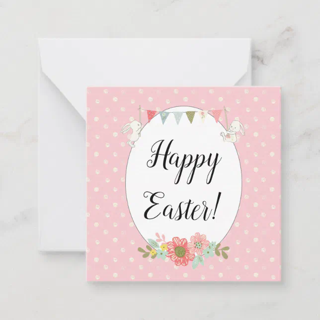 Cute Bunnies Happy Easter Note Card | Zazzle