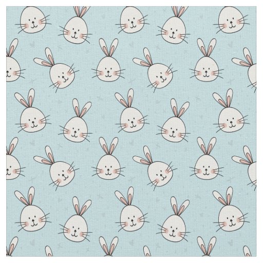 Cute Bunnies Pattern on Baby Blue Fabric | Zazzle
