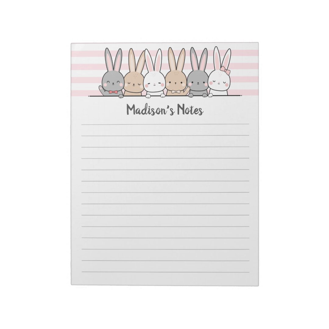 Cute Bunnies Personalized Notepad | Zazzle