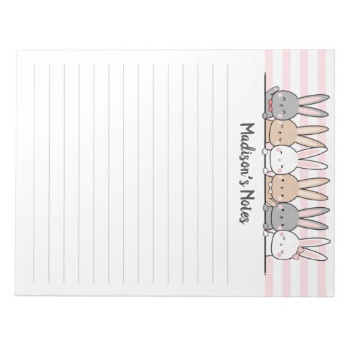Cute Bunnies Personalized Notepad | Zazzle
