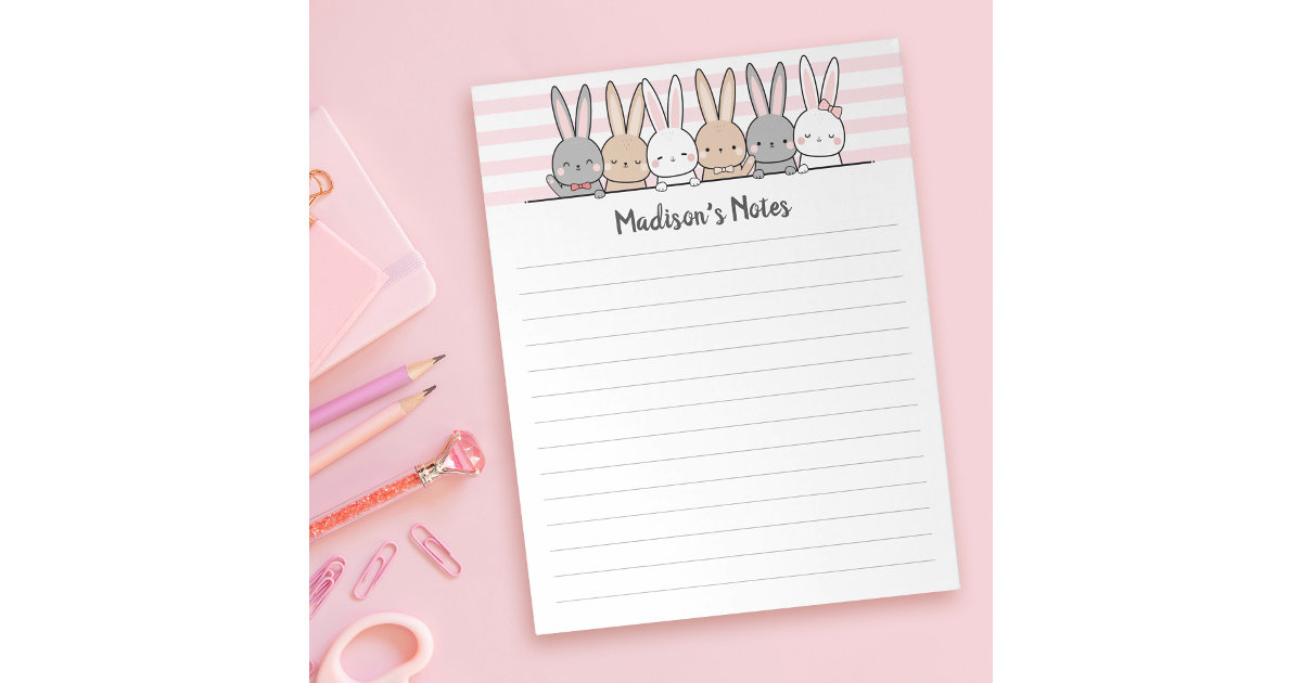 Cute Bunnies Personalized Notepad | Zazzle