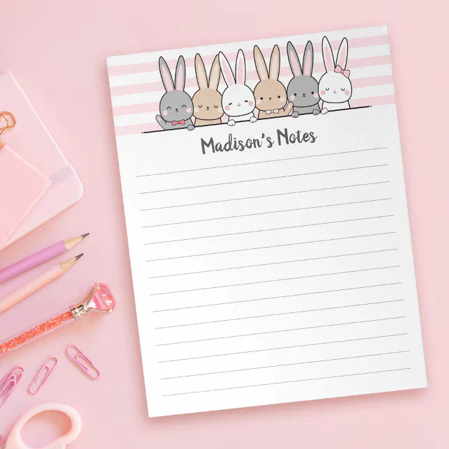 Cute Bunnies Personalized Notepad | Zazzle