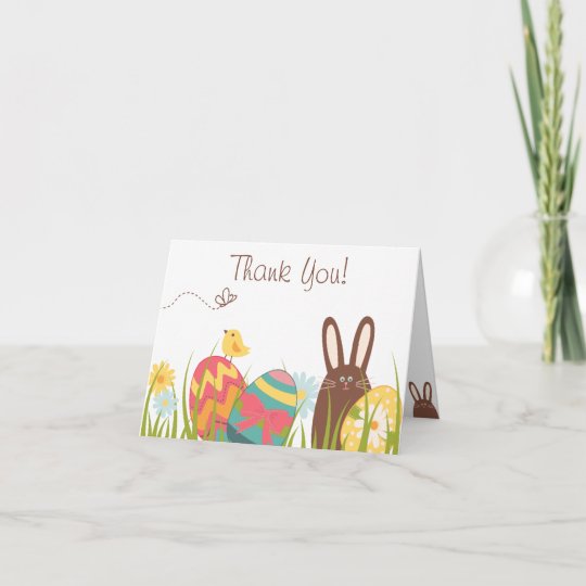 Cute Bunny and Easter Eggs Holiday Thank You | Zazzle.com