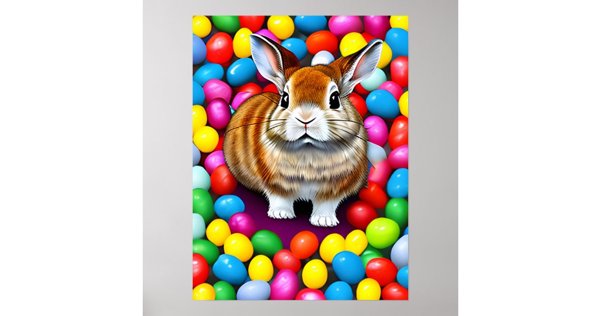 Cute Bunny and Jellybeans Poster | Zazzle