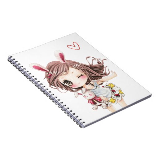 Cute bunny chibi girl notebook | Zazzle