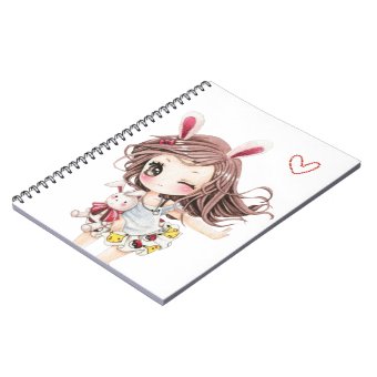 Cute bunny chibi girl notebook | Zazzle