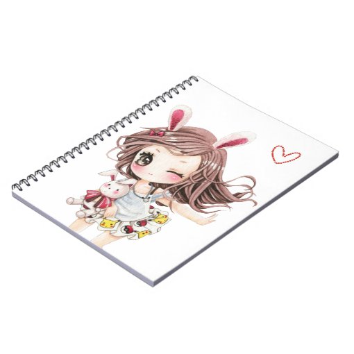 Cute bunny chibi girl notebook | Zazzle