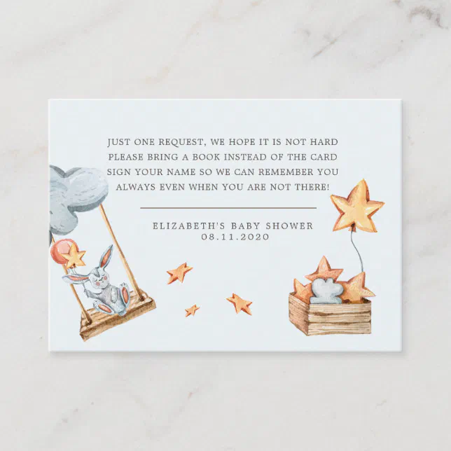 Cute Bunny Clouds Baby Shower Enclosure Card | Zazzle