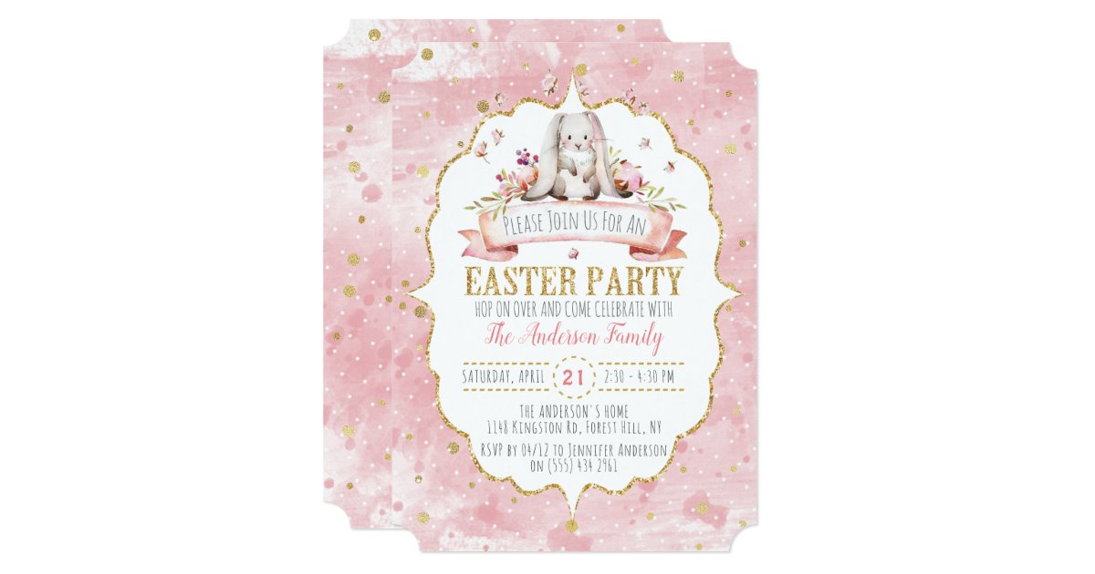 Cute Bunny Easter Party Invitations | Zazzle.com