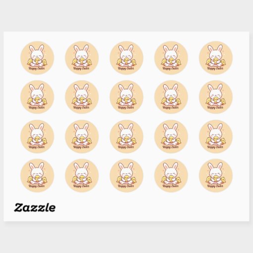 Cute Bunny Easter Stickers! Happy Easter Stickers | Zazzle