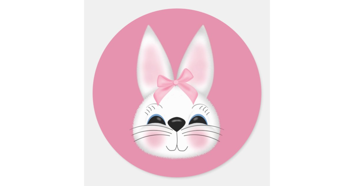 Cute Bunny Face Classic Round Sticker | Zazzle