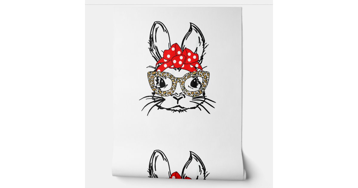 Cute Bunny Face Leopard Print Red Bandana Rabbit L Wallpaper | Zazzle
