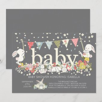 Cute Bunny Gender Neutral Baby shower Invitation | Zazzle