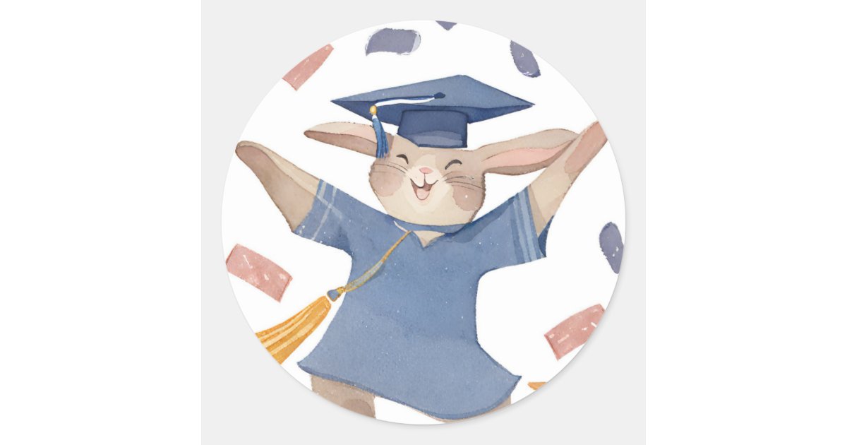 Cute Bunny Graduation Stickers | Zazzle