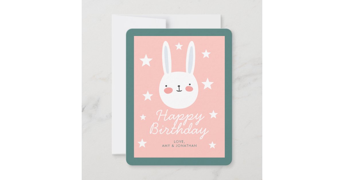 Cute Bunny Happy Birthday Holiday Card | Zazzle