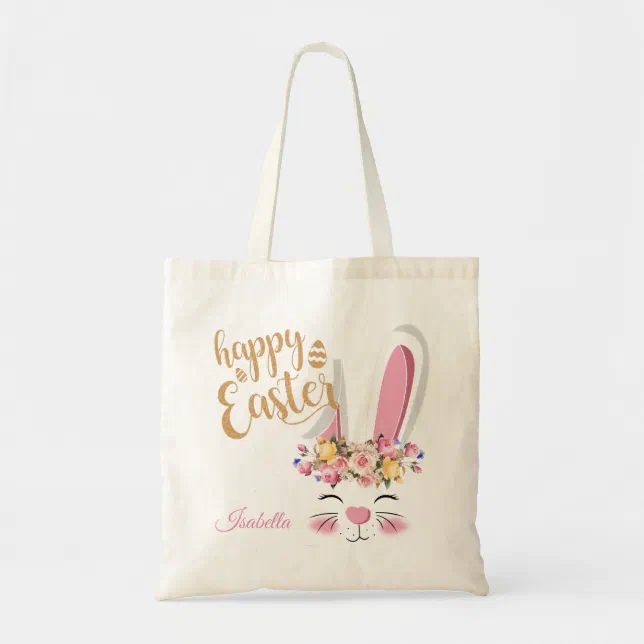Cute Bunny Happy Easter Face Tote Bag | Zazzle