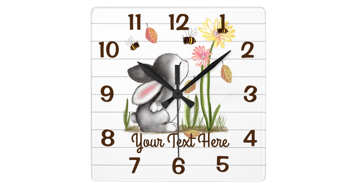 Cute bunny illustration Wall Clocks | Zazzle.com