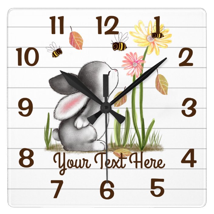 Cute bunny illustration Wall Clocks | Zazzle.com