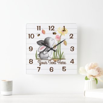 Cute bunny illustration Wall Clocks | Zazzle