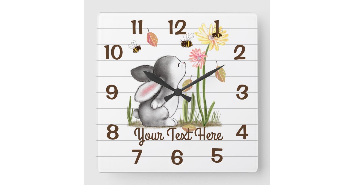 Cute bunny illustration Wall Clocks | Zazzle