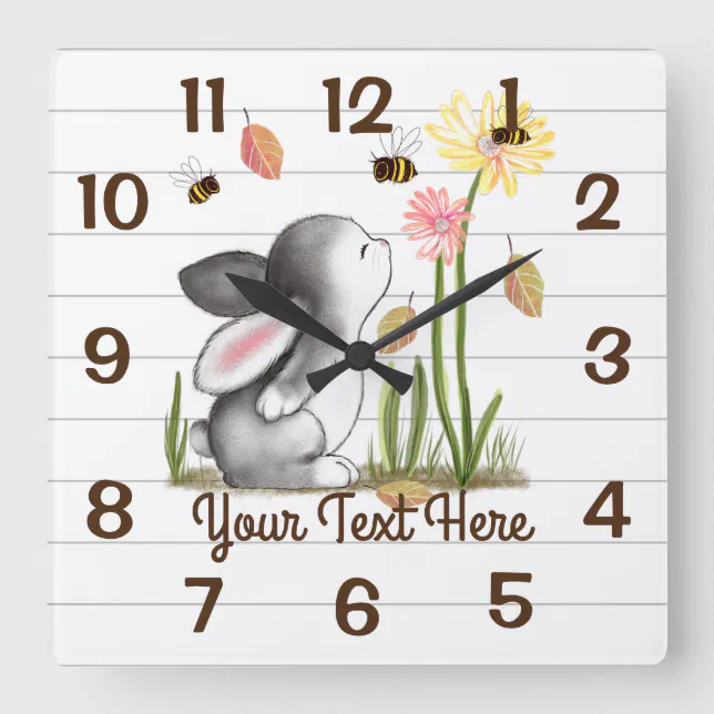 Cute bunny illustration Wall Clocks | Zazzle