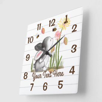 Cute bunny illustration Wall Clocks | Zazzle