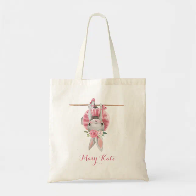 Cute Bunny Monogram Name Ballet Dance Bag | Zazzle