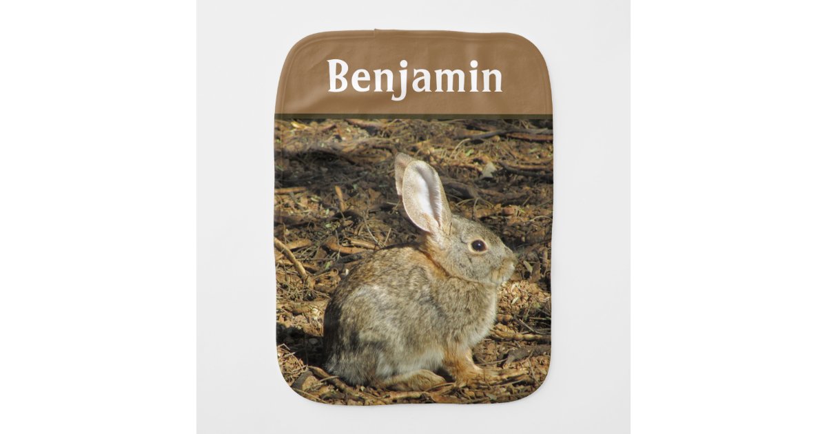 Cute Bunny Photo Little Brown Wild Rabbit Baby Burp Cloth | Zazzle