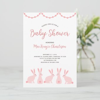 Cute Bunny Rabbit Baby Shower Invitation | Zazzle