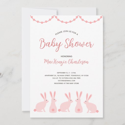Cute Bunny Rabbit Baby Shower Invitation | Zazzle
