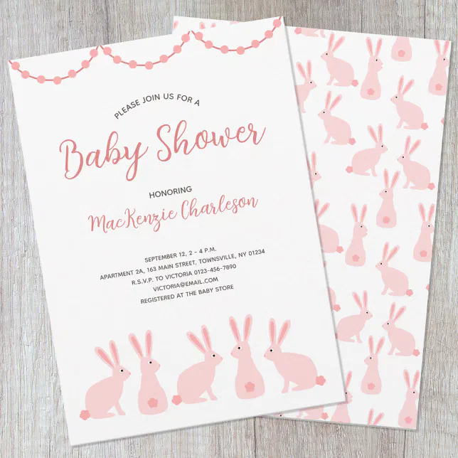 Cute Bunny Rabbit Baby Shower Invitation | Zazzle