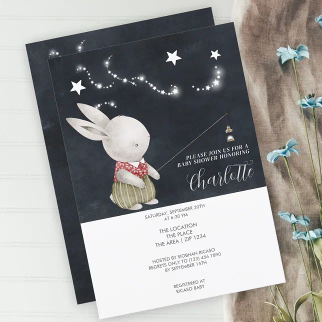 Cute Bunny Rabbit Baby Shower Invitation | Zazzle