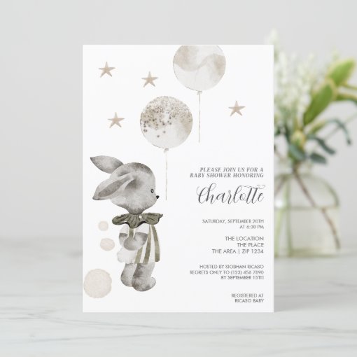 Cute Bunny Rabbit Baby Shower Invitation | Zazzle