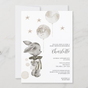 Cute Bunny Rabbit Baby Shower Invitation | Zazzle