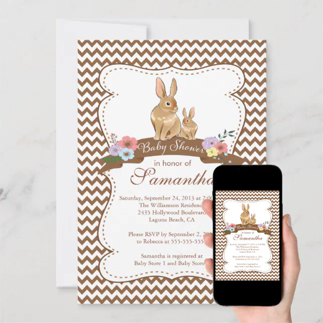 Cute Bunny Rabbit Baby Shower Invitations | Zazzle