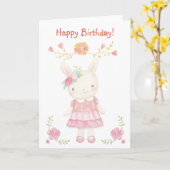 Cute Bunny Rabbit Birthday Card for Little Girls | Zazzle