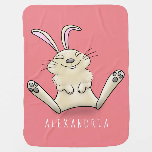 Cute bunny rabbit cartoon illustration baby blanket | Zazzle