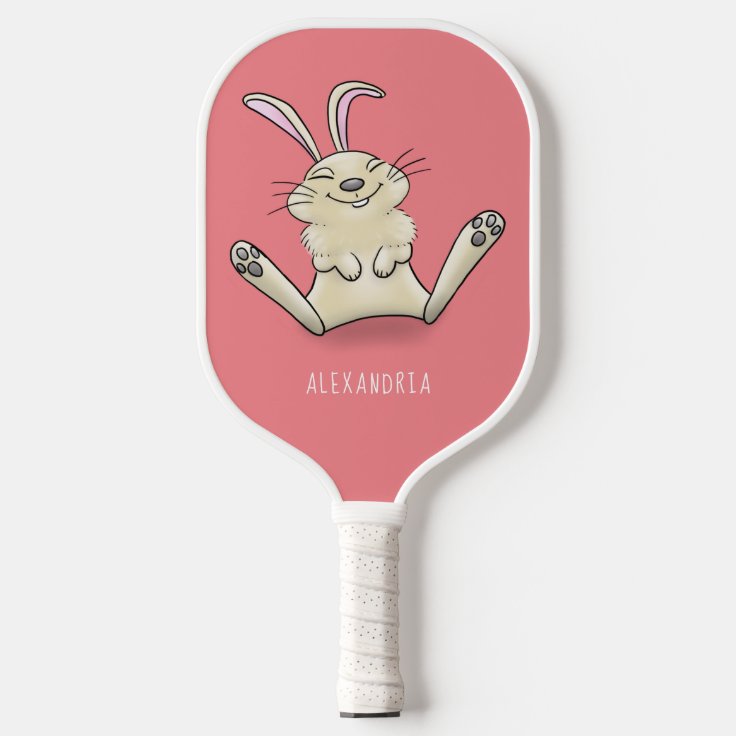 Cute bunny rabbit cartoon illustration pickleball paddle | Zazzle