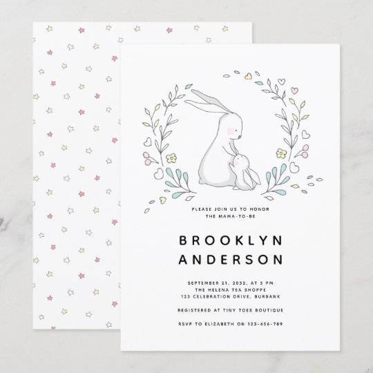 Cute Bunny Rabbit Gender Neutral Baby Shower Invitation | Zazzle.com