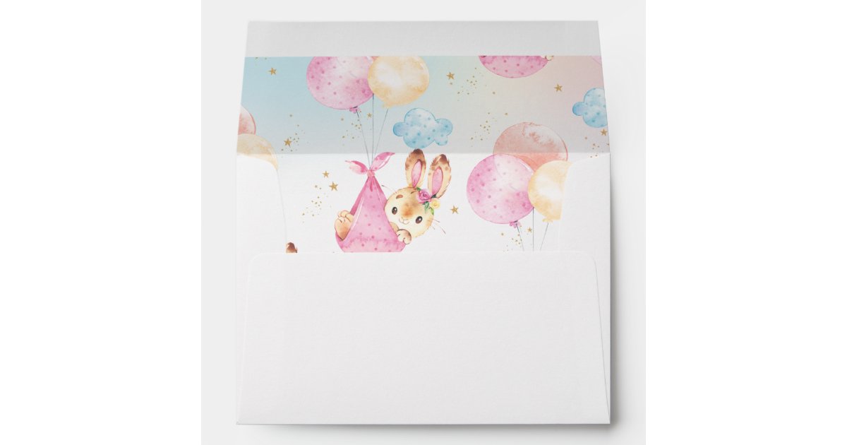 Cute Bunny Rabbit Girl Baby Shower Envelope | Zazzle